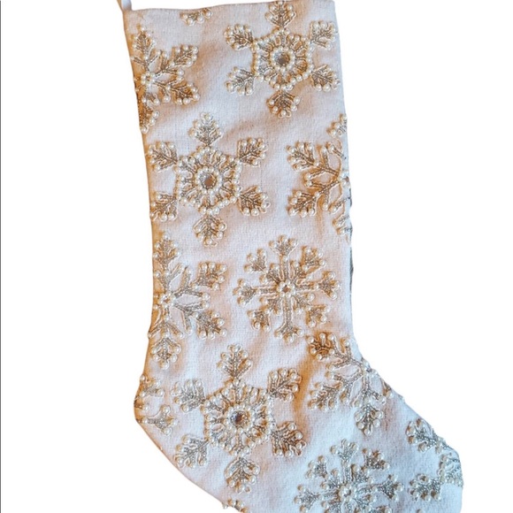 Rachel Zoe | Holiday | Embroidered Stocking Christmas Snowflake Beaded | Poshmark